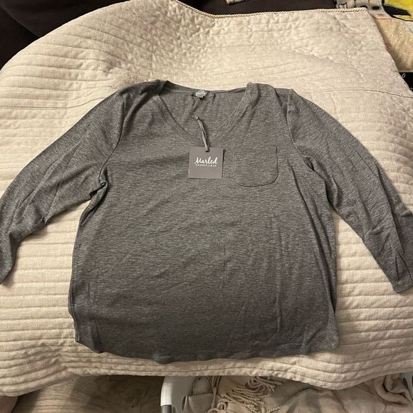 Marled | Tops | Nwtmarled Dark Grey 34 Sleeve Essential Vneck | Poshmark